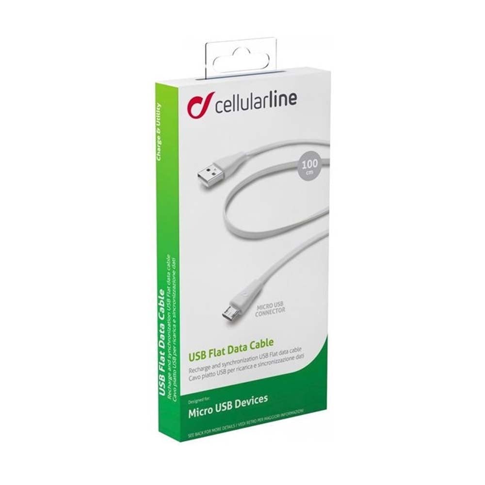Cellular Line micro-USB Flat Cable 1m White USBDATACMICROUSBW