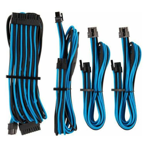 Corsair Premium Sleeved PSU Cables Starter Kit Type-4 Gen4 Blue/Black ...