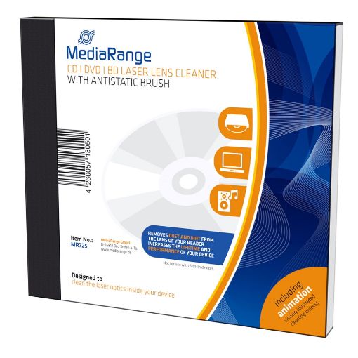 MediaRange CD/DVD/BluRay Laser Lens Cleaner with Antistatic Brush MR725