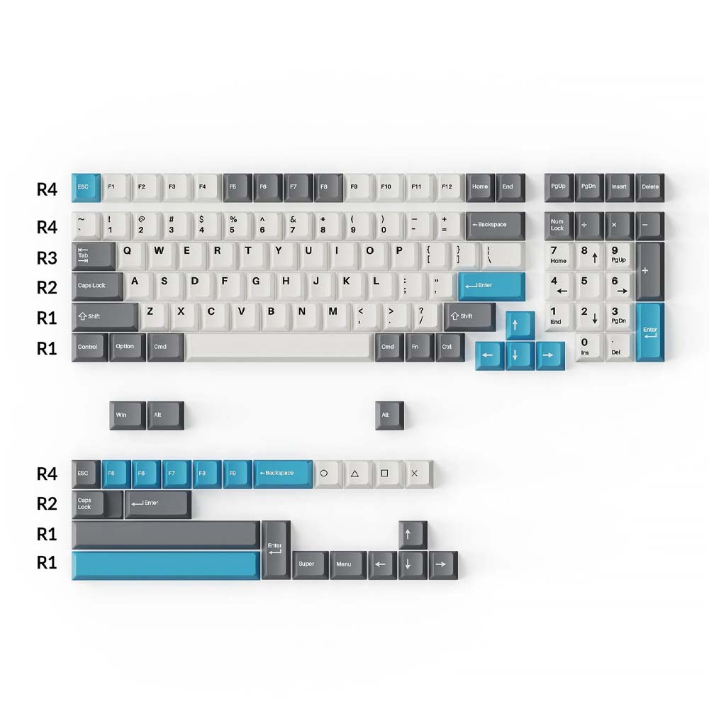 Keychron Cherry Profile Double-Shot PBT Full Set Keycaps 219-Key Grey ...