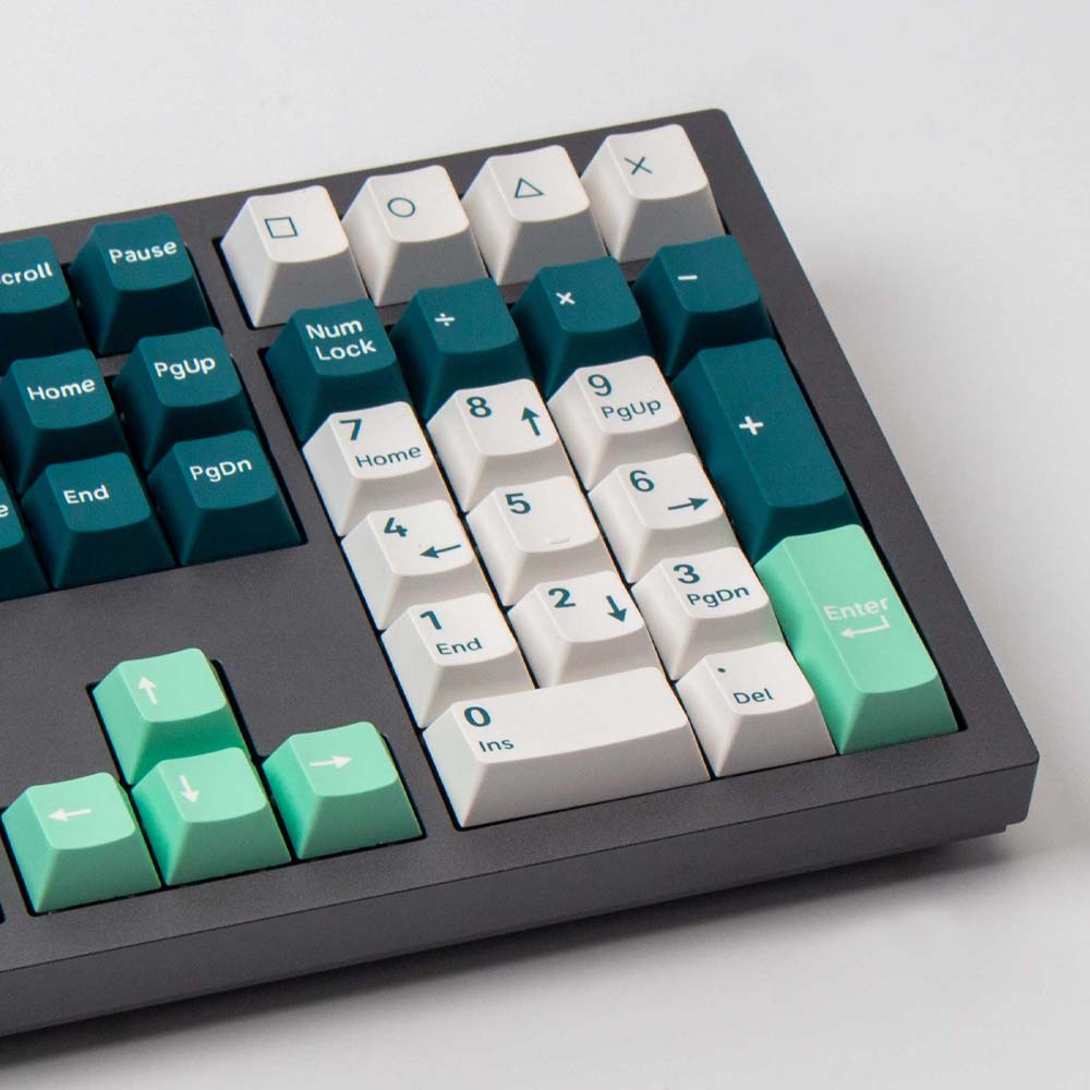 Keychron Cherry Profile Double-Shot PBT Full Set Keycaps 219-Key White/Mint