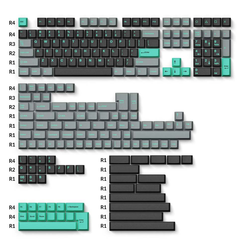 Keychron Cherry Profile Double-Shot PBT Full Set Keycaps 219-Key Hacker ...