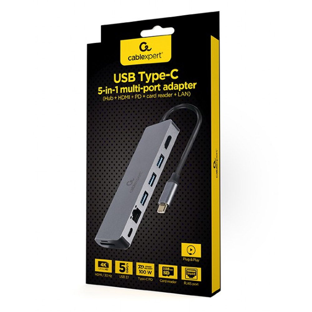 Docking Station Cablexpert USB-C with HDMI/ PD/ USB Hub/ Gigabit ...
