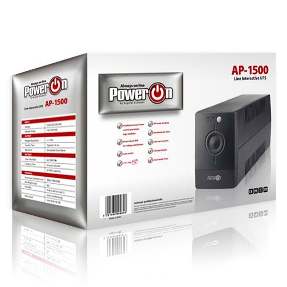 UPS PowerOn AP-1500 Line Interactive 1500VA Schuko