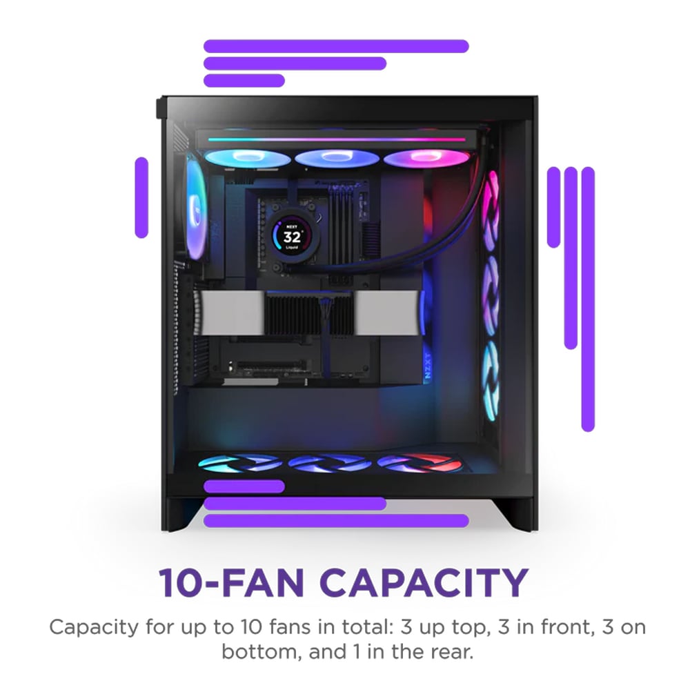 NZXT H7 Flow RGB Tempered Glass Black CM-H72FB-R1