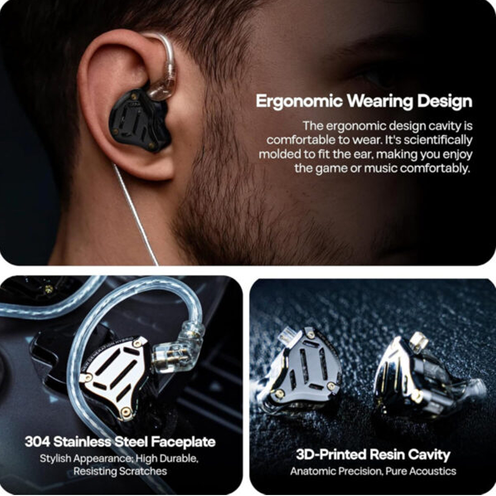 Earphones KZ ZS10 Pro 2 Hybrid 10-Driver IEM with Tuning Switches No ...